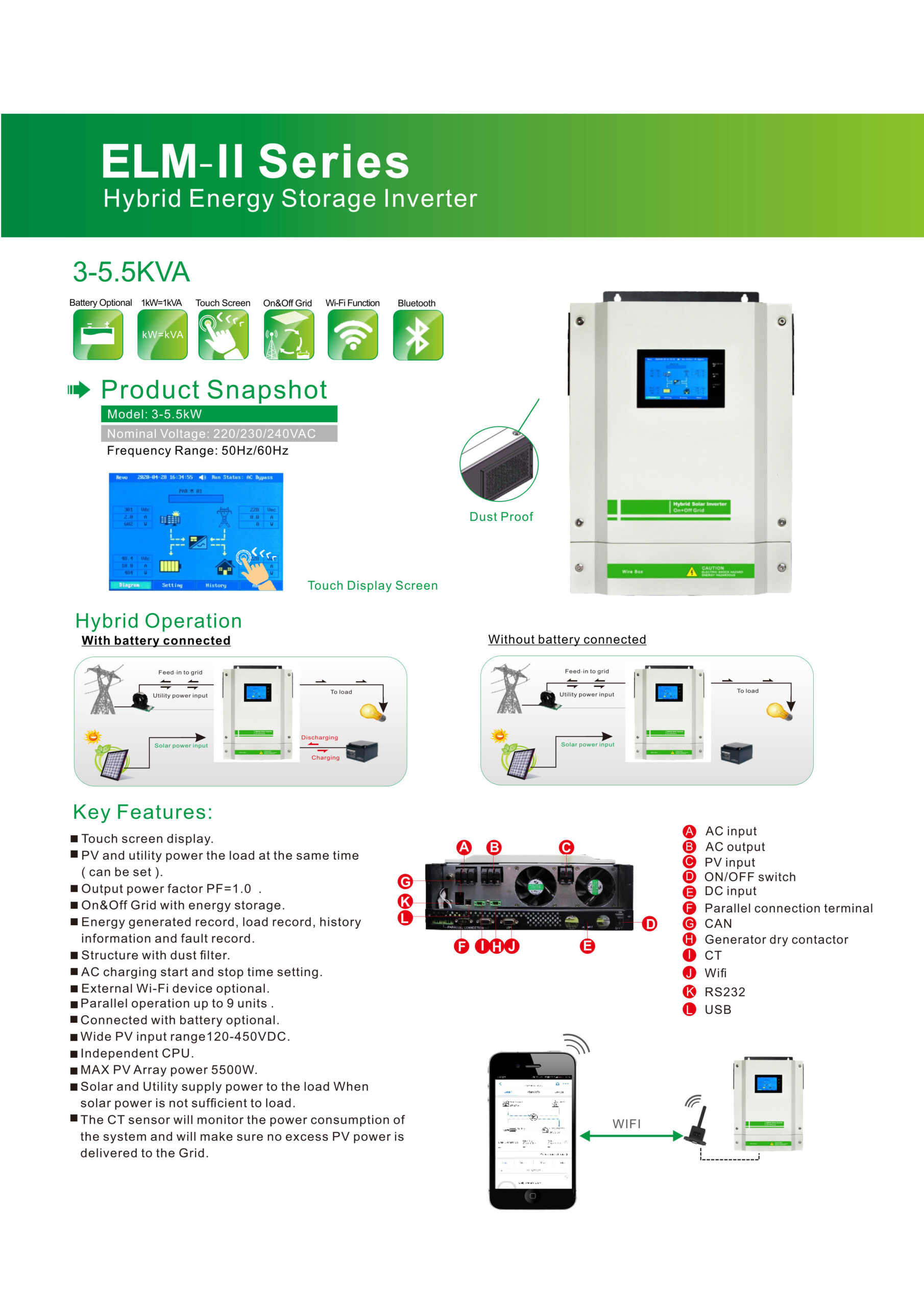 ELM-II Series 3kw Hybrid Solar Inverter – ELM SOLAR